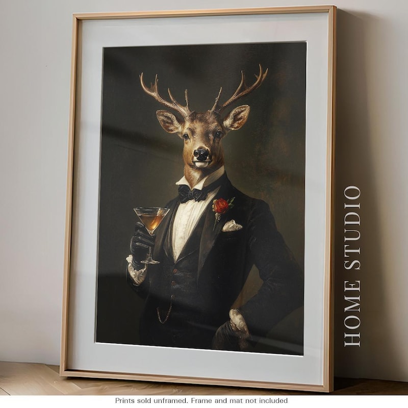 Vintage Stag Wine Art - Etsy