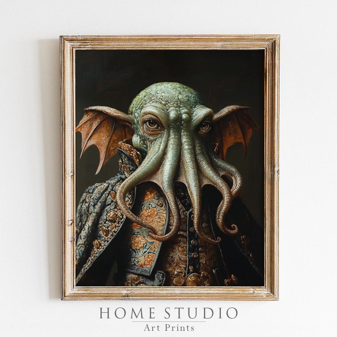 Dapper Cthulhu Art Print Unframed Gothic Portrait Wall Tentacle Wings ...