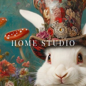 The White Rabbit Mad Hatter Art Print Unframed Victorian Vintage Animal ...