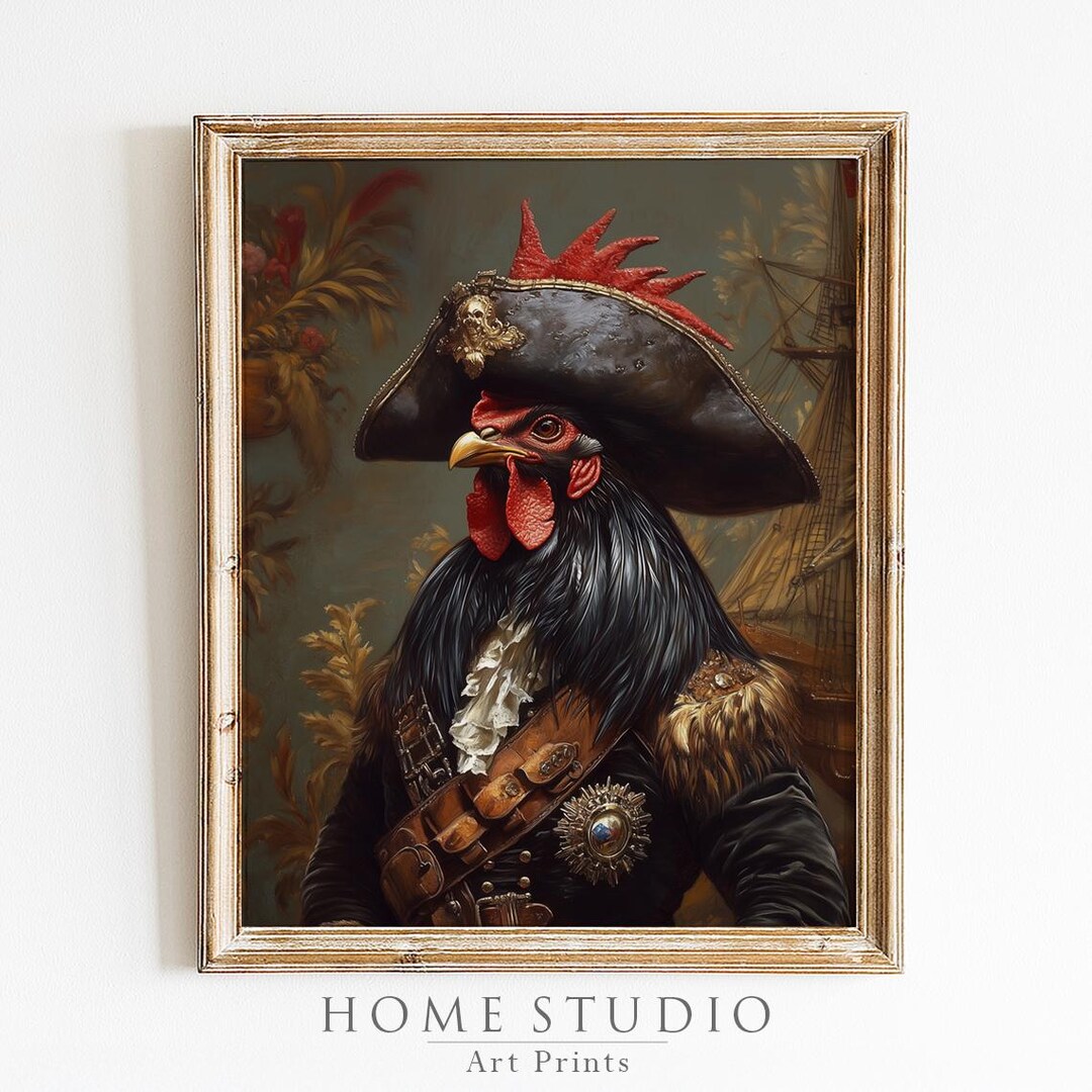 Rooster Pirate Art Print Unframed Wall Home Decor Black Chicken Mom ...