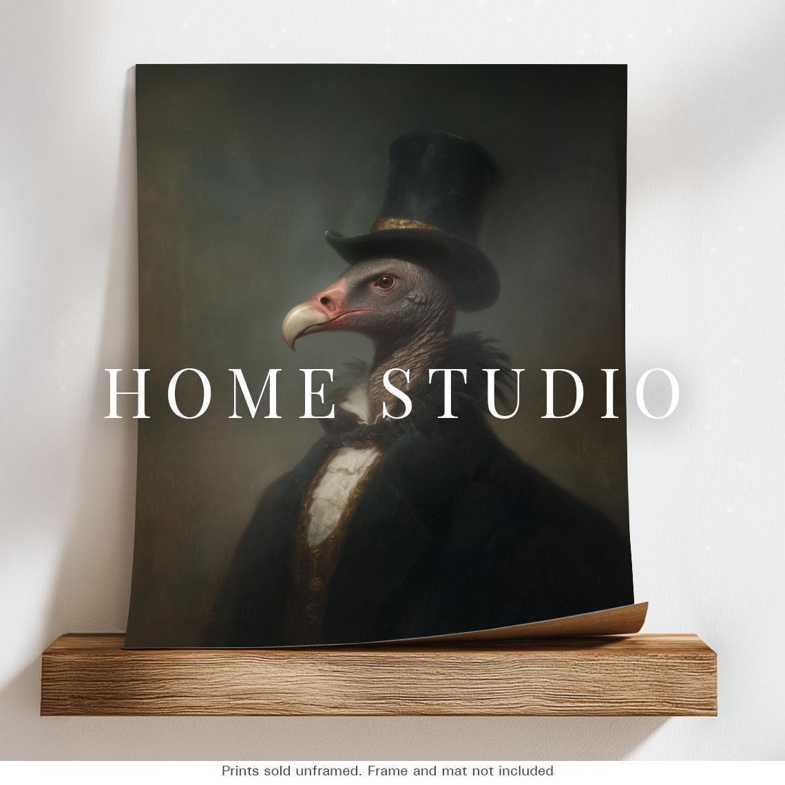 Undertaker Vulture Portrait - Gothic Animal Wall Art, Victorian Bird ...