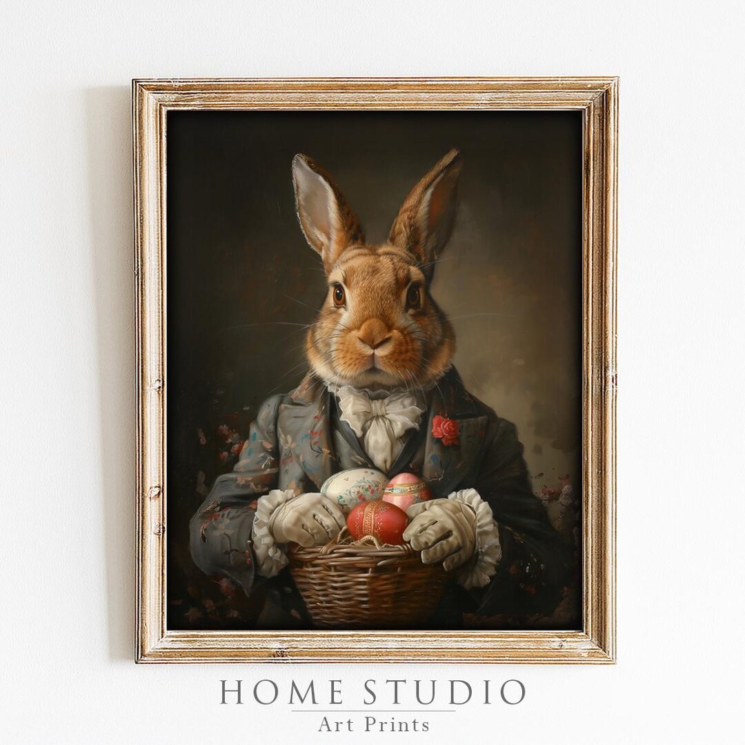 Victorian Easter Bunny Art Print Unframed Wall Decor Dapper Animal Wall ...