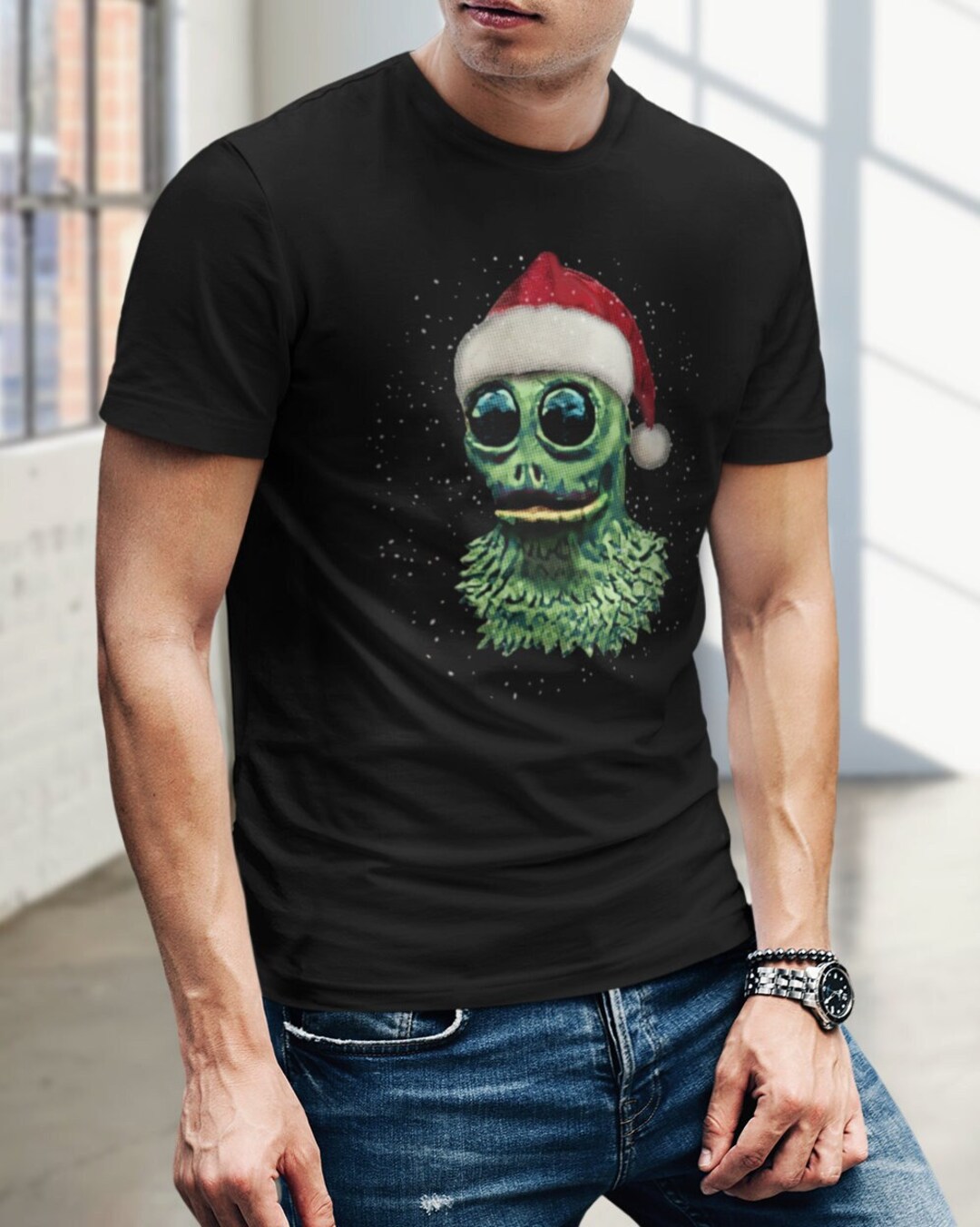 Christmas Sleestak Tee Shirt Sleestacks in Santa Hat Tshirt - Etsy