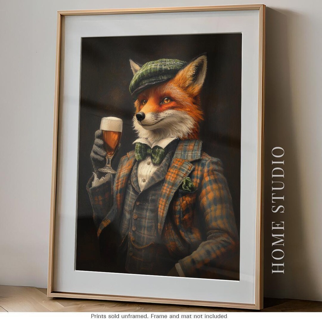 Irish Fox Art Print - Pub Beer Picture, Vintage Gentleman Style, Dapper ...