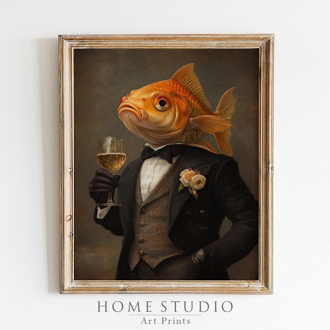 Dapper Goldfish Art Print Unframed Vintage Fish Victorian Portrait ...