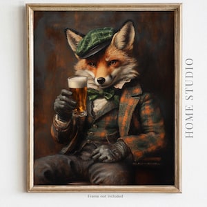 Dapper Fox Art Print Vintage Animal Portrait Wall Art Victorian Irish ...