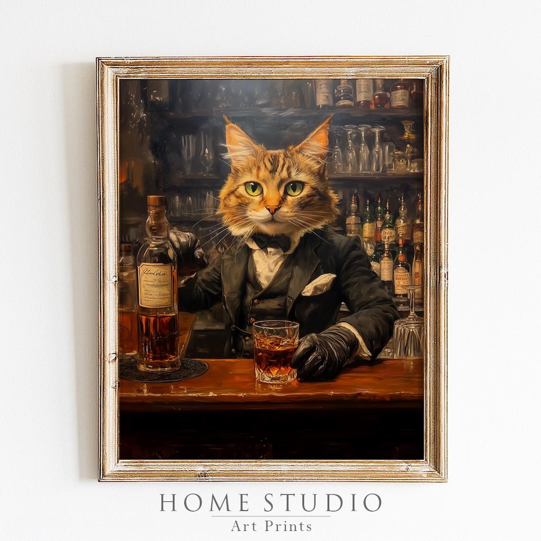 Dapper Portrait Art Print Unframed Orange Tabby Cat Victorian Speakeasy ...