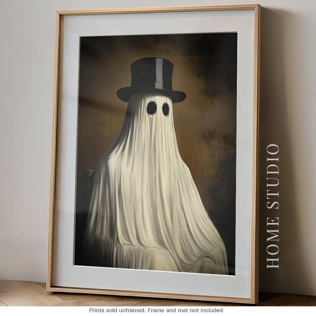 Seated Top Hat Ghost Portrait Print - Gothic Horror Lounge, Moody Wall ...