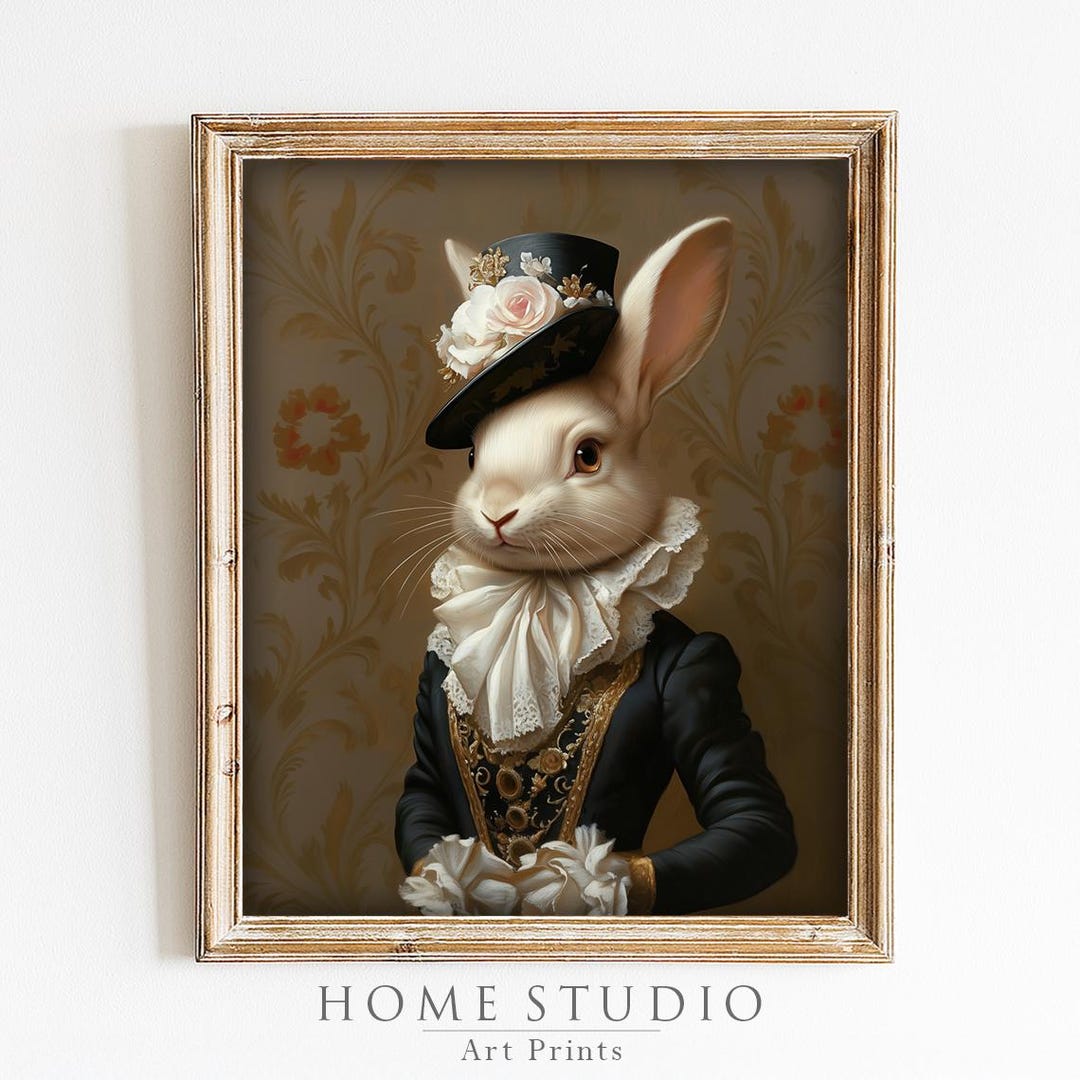 Lady Rabbit Victorian Portrait Fancy Female Easter Bunny Art Print ...