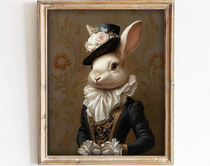 Lady Rabbit Victorian Portrait Fancy Female Easter Bunny Art Print ...