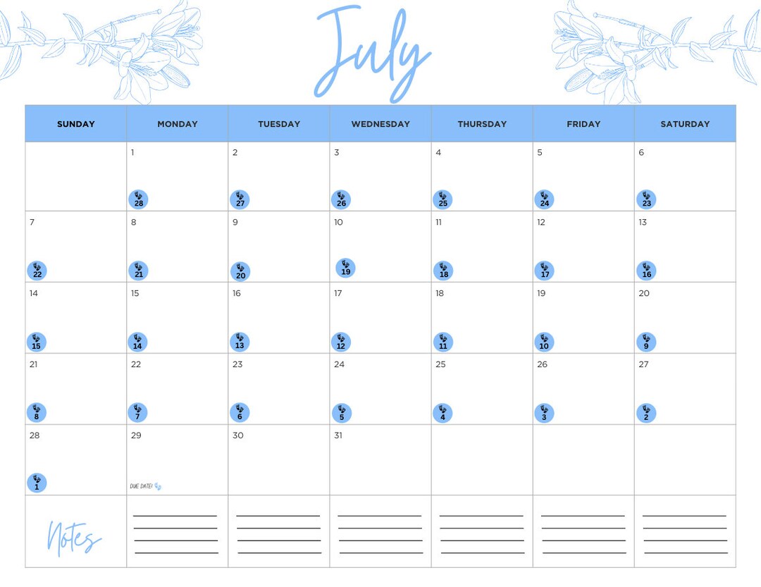 Baby Countdown Printable Calendar, Personalized Due Date Calendar, Baby ...