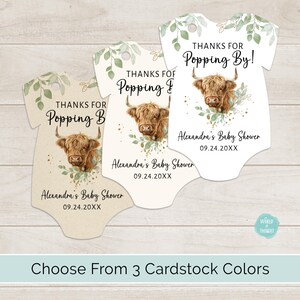 Baby Shower Favor Tags | Highland Cow Favor, Thanks for Popping by ...