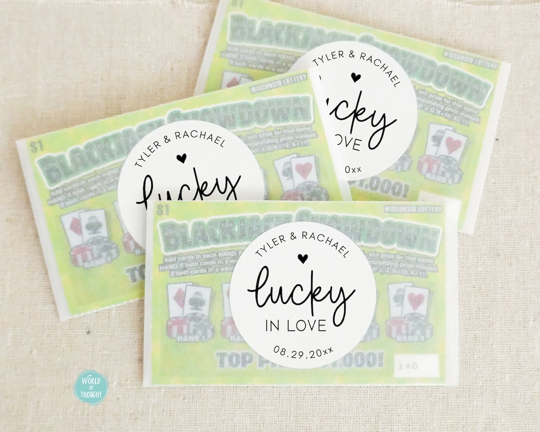 Lucky in Love Lotto Favor Stickers, Wedding Lotto Ticket Favor Stickers ...