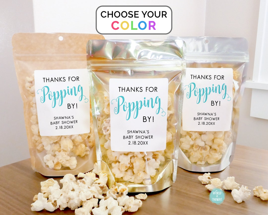 Baby Shower Favor Bags With Stickers, Popcorn Favor Bags, Thanks for ...