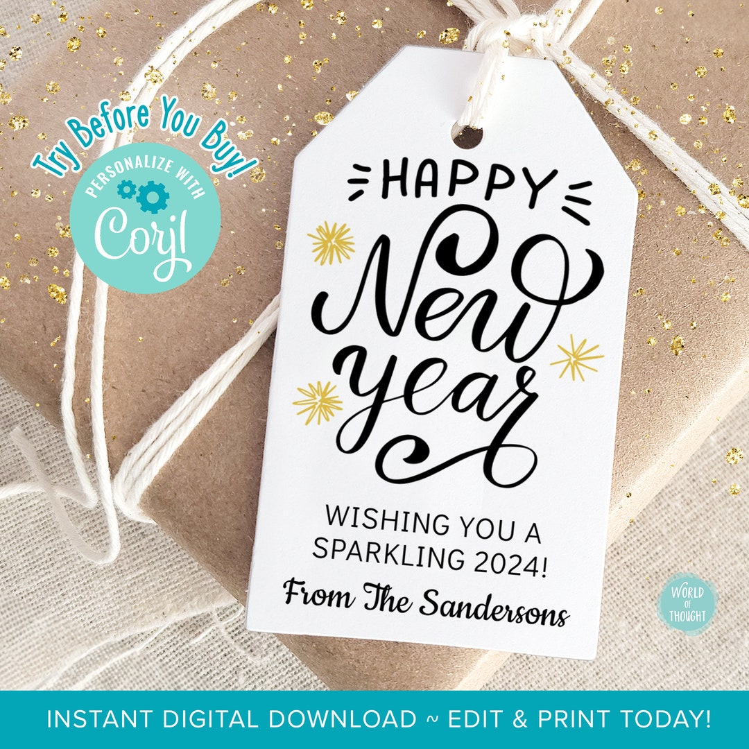 INSTANT DOWNLOAD Editable Happy New Year Favor Tag Printable Holiday ...