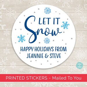 Let It Snow Gift Tag Stickers, Custom Personalized Christmas Gift ...