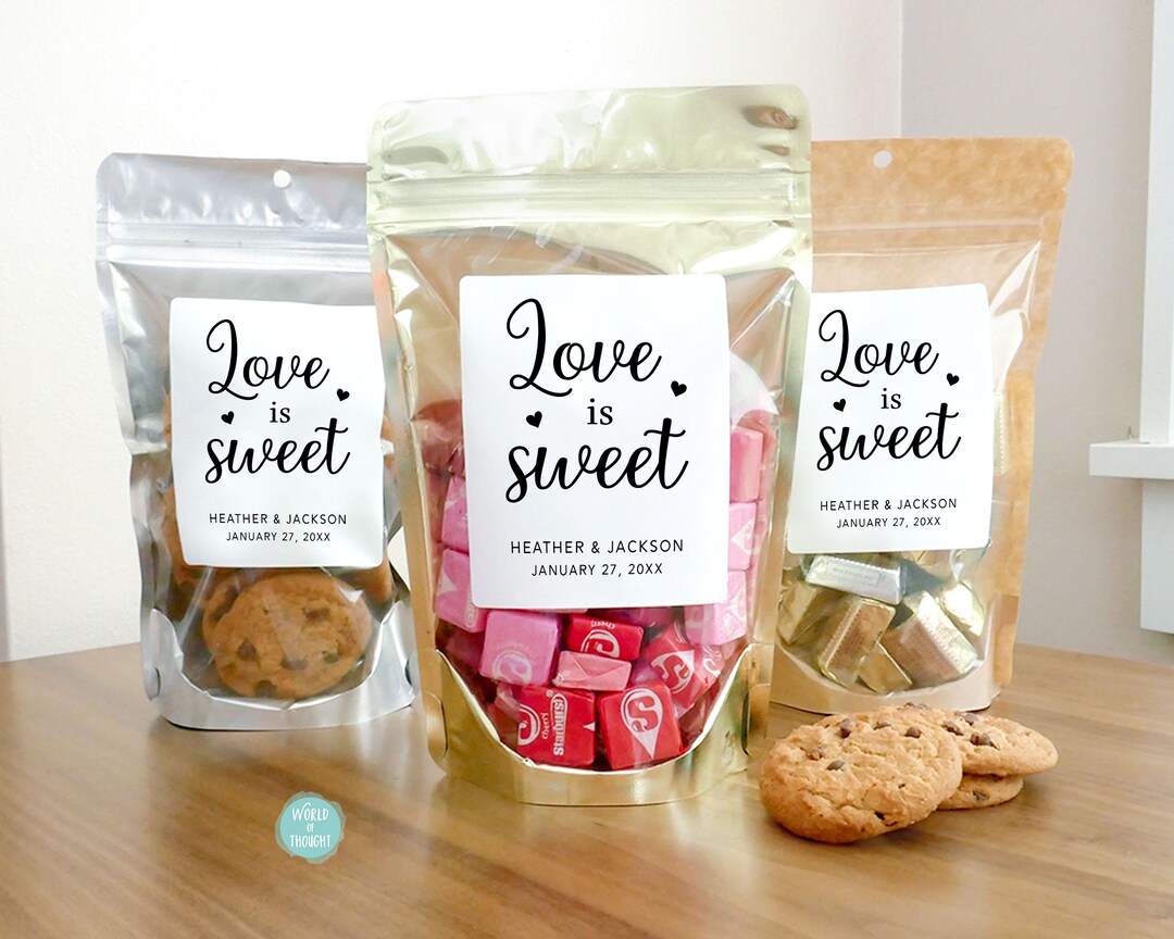 Wedding Favor Bags With Stickers, Wedding Treat Bags, Love is Sweet ...