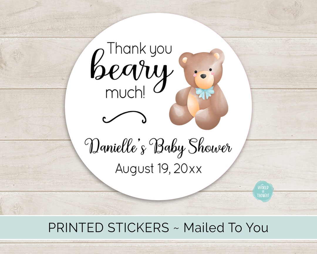 Teddy Bear Baby Shower Favor Stickers, Teddy Bear With Blue Bowtie - Etsy