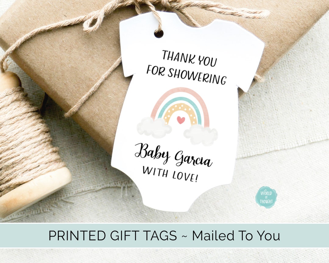 Pastel Rainbow Baby Shower Favor Tags | Gender Neutral Custom ...