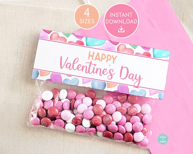Heart Happy Valentine's Day Treat Bag Topper | Printable Candy Topper ...