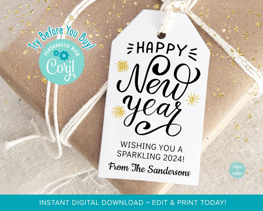 INSTANT DOWNLOAD Editable Happy New Year Favor Tag Printable Holiday ...