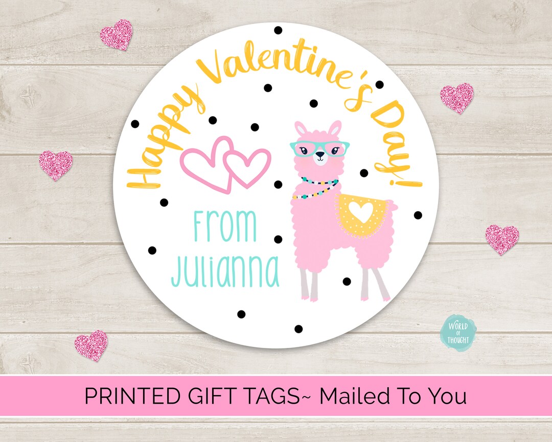 Llama Valentine's Day Stickers, Custom Personalized Classmate Valentine ...