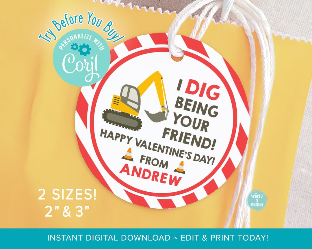 INSTANT DOWNLOAD Editable Happy Valentine's Day Valentine Favor Tag ...