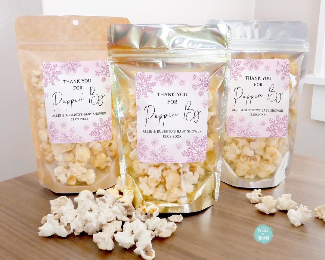 Baby Shower Favor Bags With Stickers, Baby Sprinkle Treat Bags, Pink ...