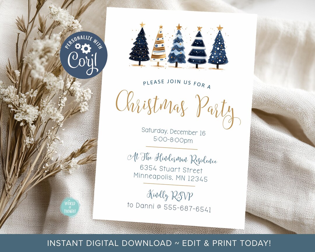 INSTANT DOWNLOAD Editable Christmas Party Invitation, Holiday Dinner ...
