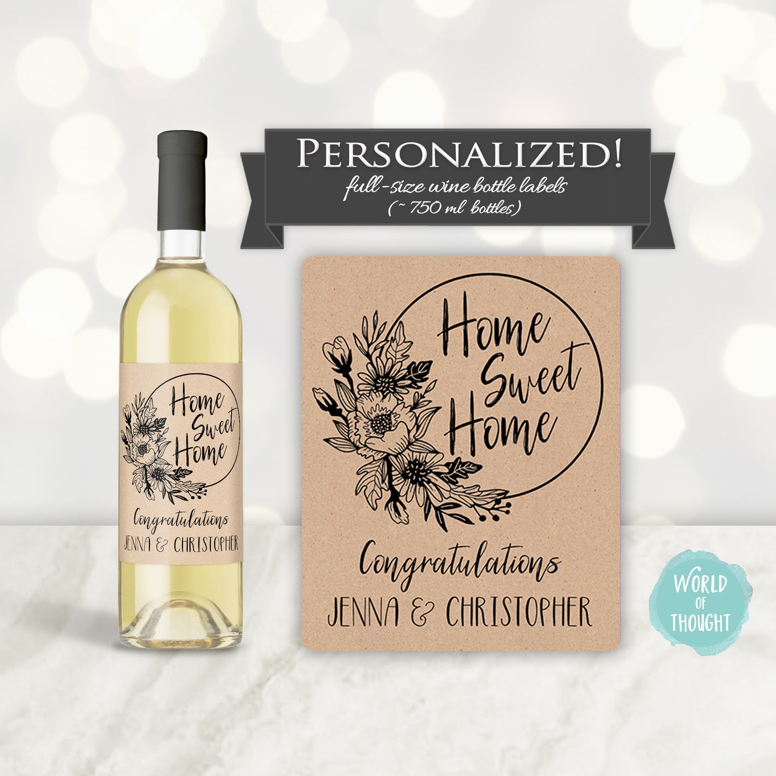 New House Wine Bottle Label Custom Housewarming Gift Idea - Etsy