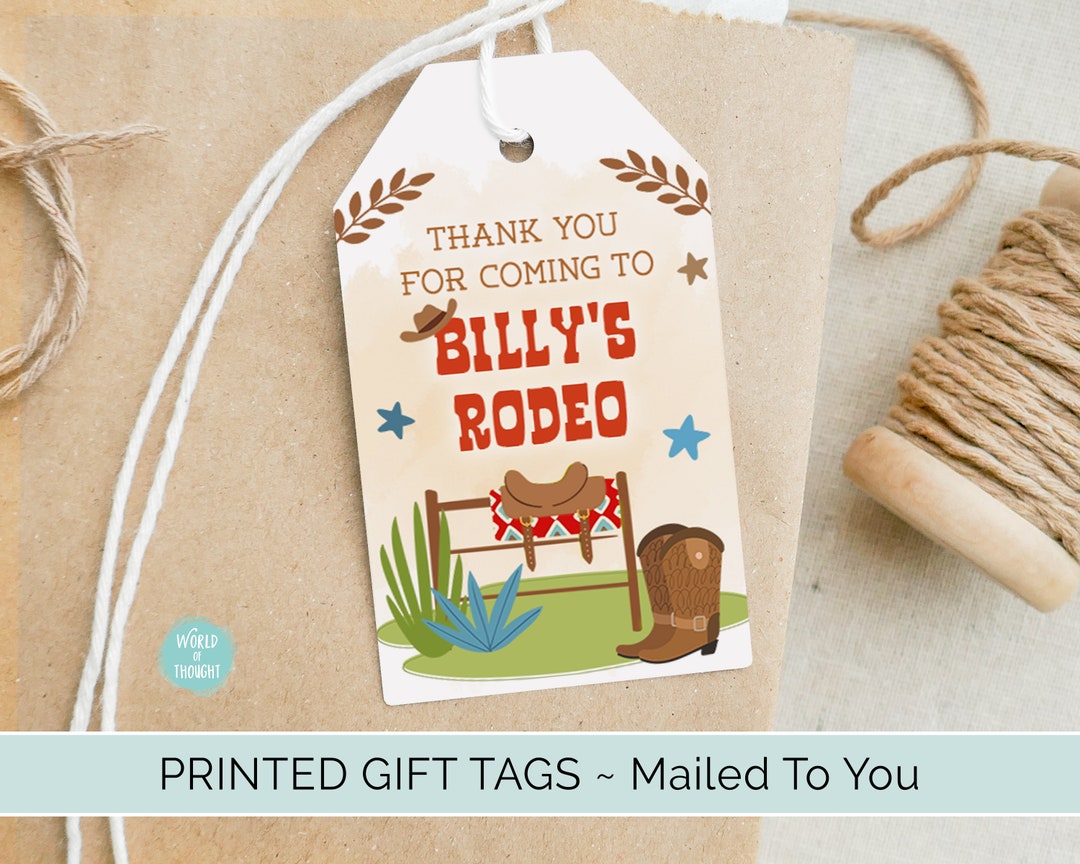 PRINTED Rodeo Cowboy Western Birthday Tags | Custom Finished Cowboy ...