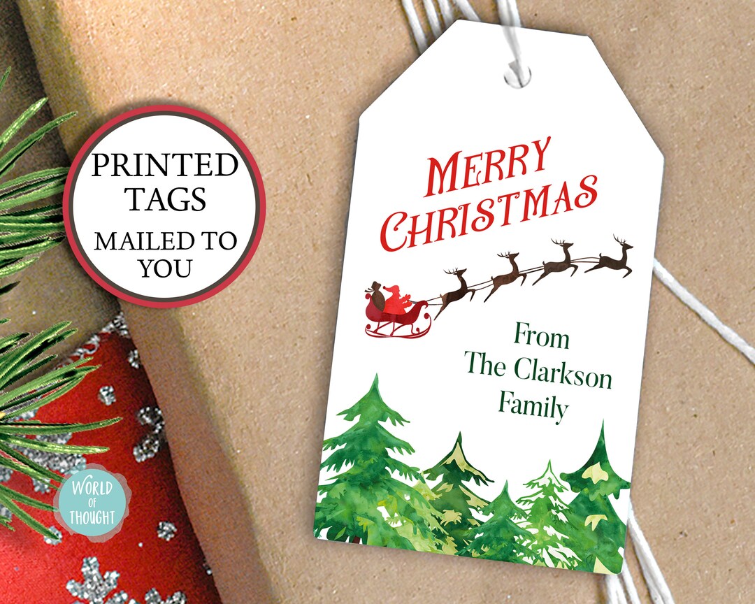 Personalized Santa Sleigh Merry Christmas Gift Tags Custom Finished ...