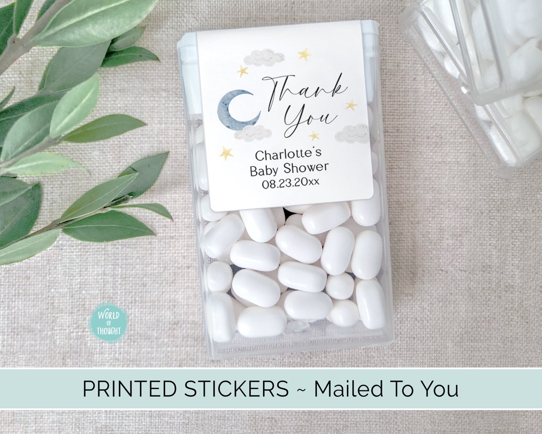 PRINTED Moon & Star Tic Tac Mint Label, Custom Personalized Baby Shower ...