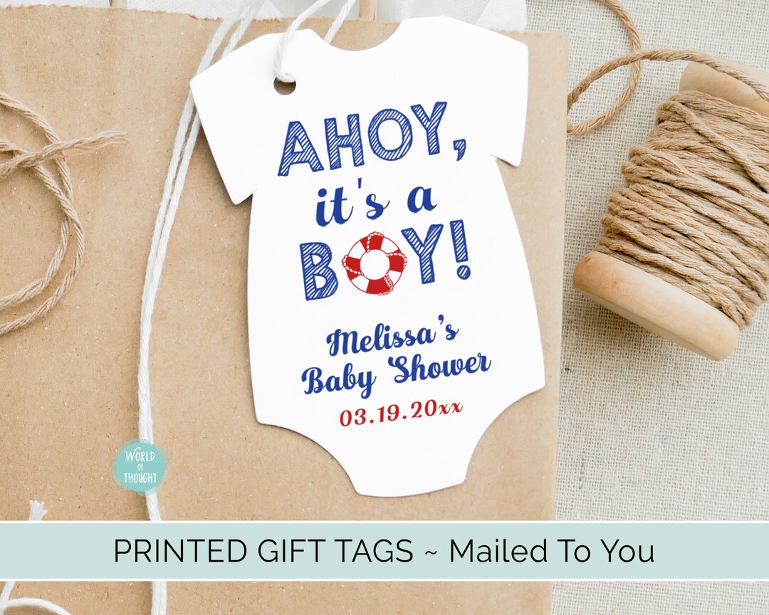 Baby Shower Favor Tags | Ahoy, It's A Boy! Nautical Gift Tags ...