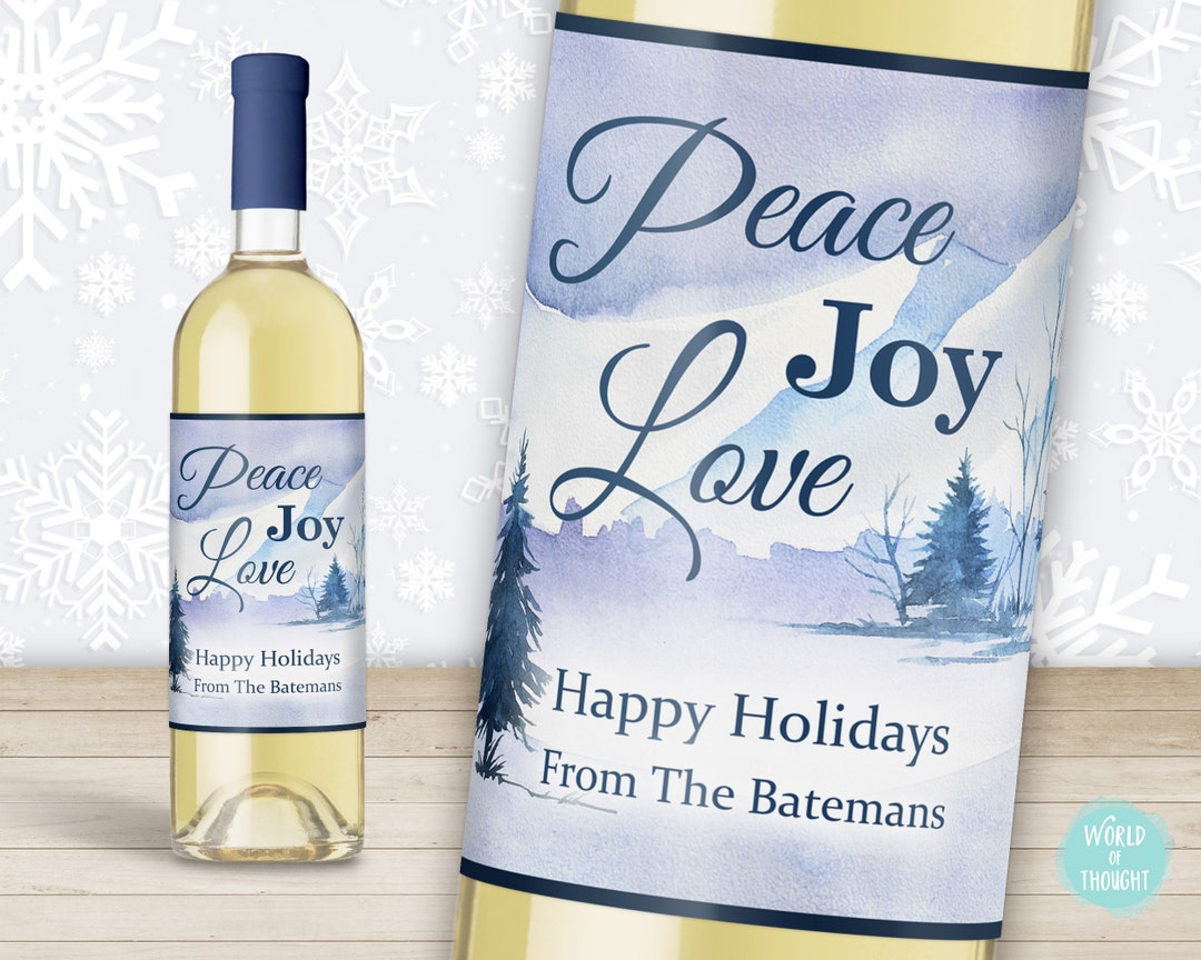PRINTED Happy Holidays Wine Bottle Label Hostess Gift or - Etsy