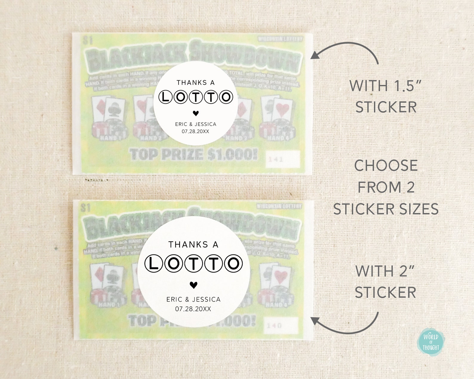 Thanks A Lotto Favor Stickers, Wedding Lotto Ticket Favor Stickers ...