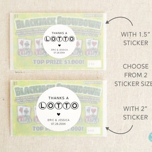 Thanks A Lotto Favor Stickers, Wedding Lotto Ticket Favor Stickers ...