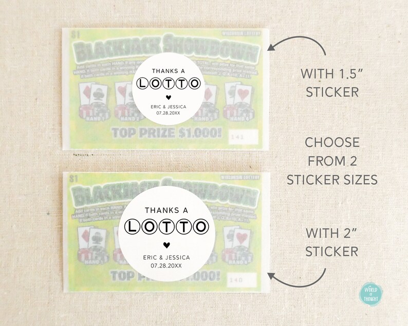 Thanks A Lotto Favor Stickers, Wedding Lotto Ticket Favor Stickers ...