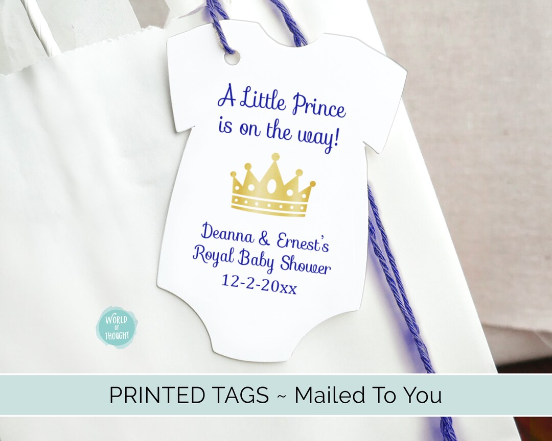Royal Prince Baby Shower Favor Tags | Gold Crown Favor, Custom ...
