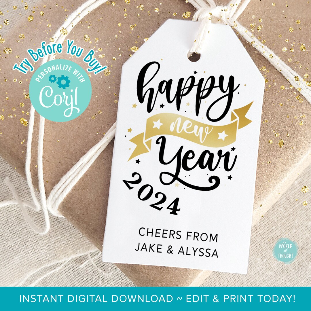 INSTANT DOWNLOAD Editable Happy New Year Favor Tag Printable Holiday ...