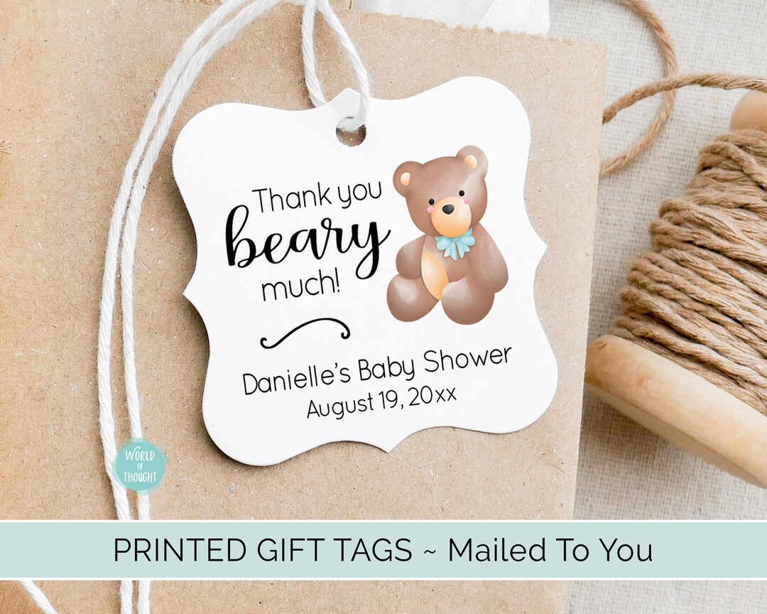 Personalized Blue Baby Boy Teddy Bear Gift Tags | Custom Finished 2 ...