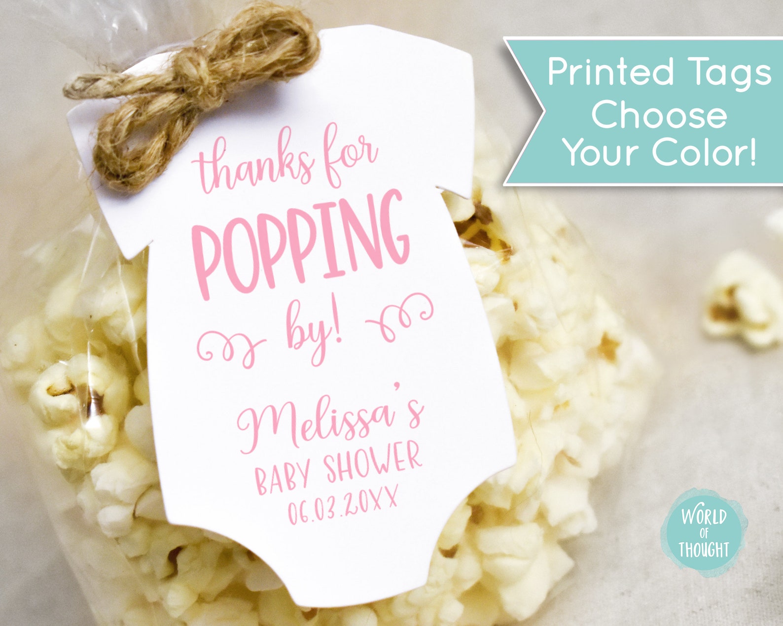 PRINTED Thanks for Popping By Popcorn Baby Shower Tags - Etsy