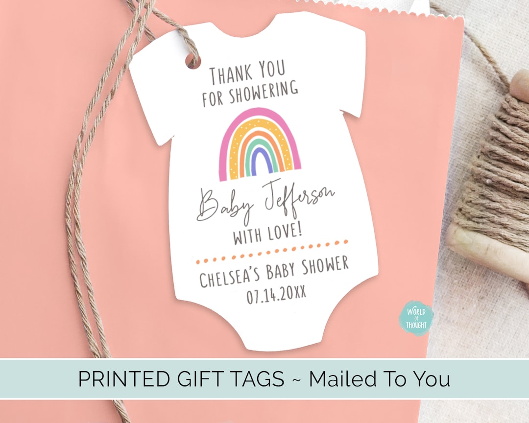 Rainbow Baby Shower Favor Tags | Gender Neutral Custom Finished ...