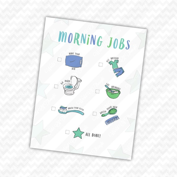 Morning Jobs Responsibility Chore Chart PDF Instant Download | Etsy