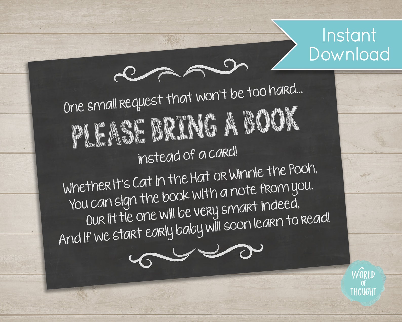 Please Bring a Book Instead of a Card Insert for Baby Shower - Etsy