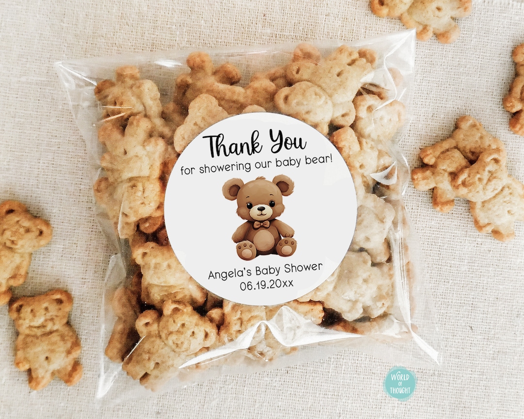 Teddy Bear Baby Shower Favor Stickers, Baby Bear Favor Labels, Thank ...