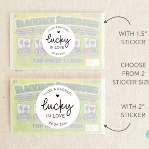 Lucky in Love Lotto Favor Stickers, Wedding Lotto Ticket Favor Stickers ...