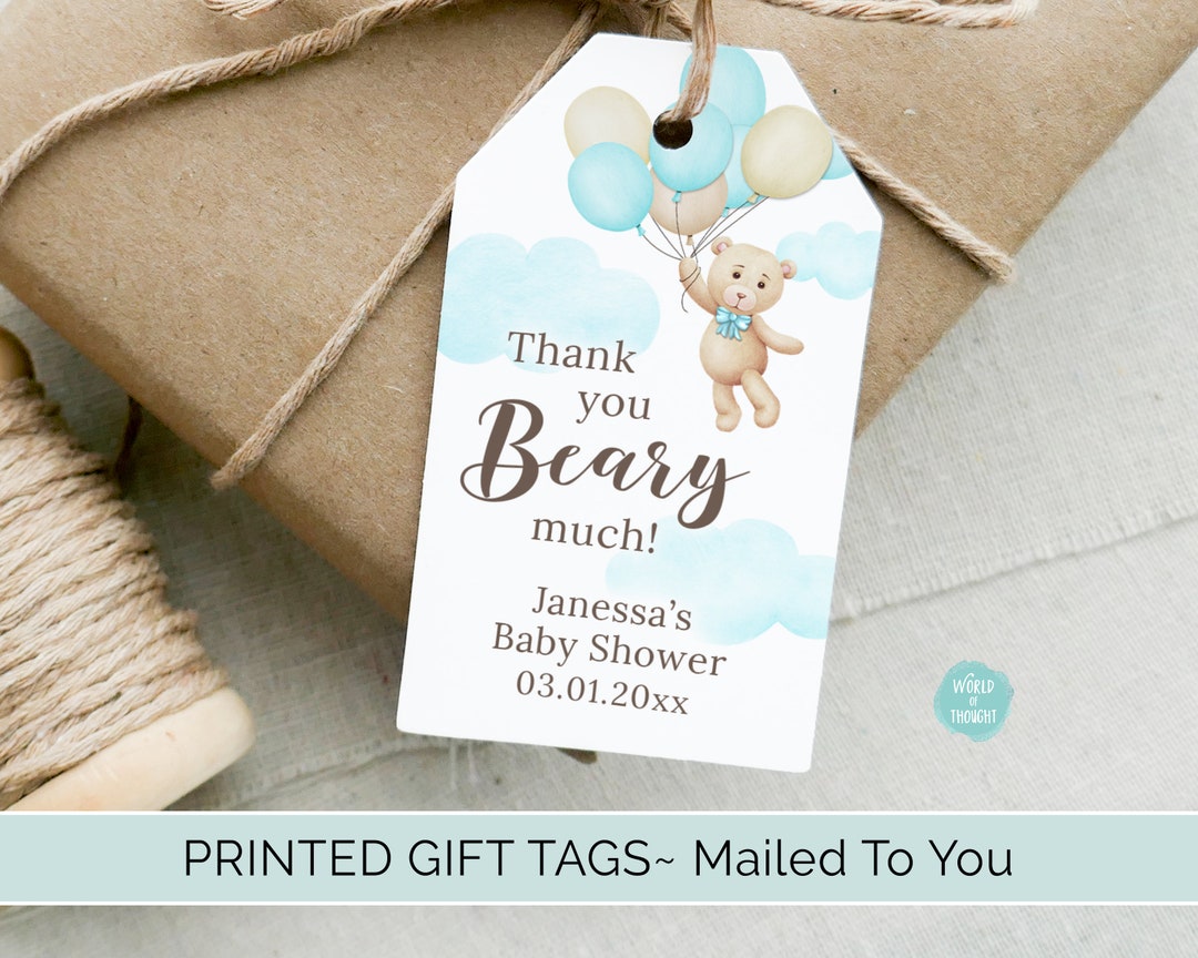 Teddy Bear Baby Shower Favor Tags | Custom Finished Cardstock Party ...