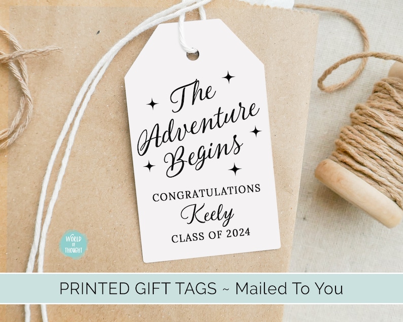 Personalized Graduation Gift Tags | the Adventure Begins Custom ...