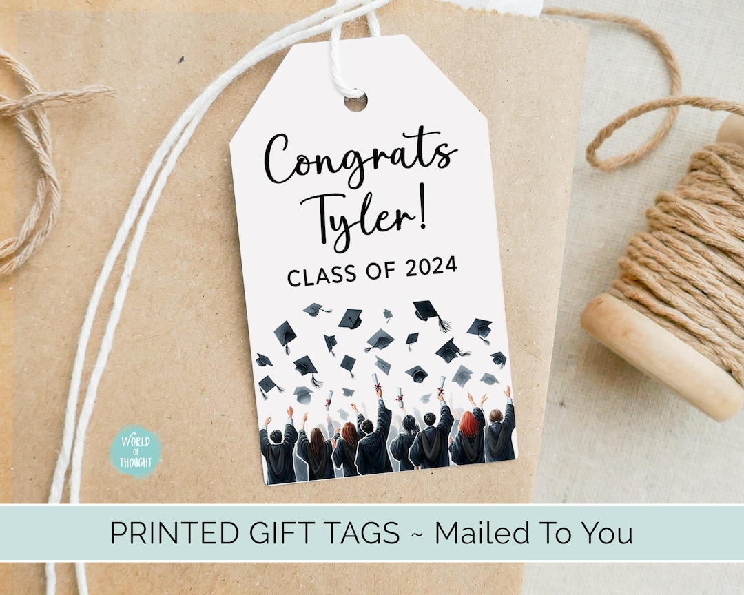 Personalized Graduation Gift Tags | Graduation Cap Toss Custom Finished ...